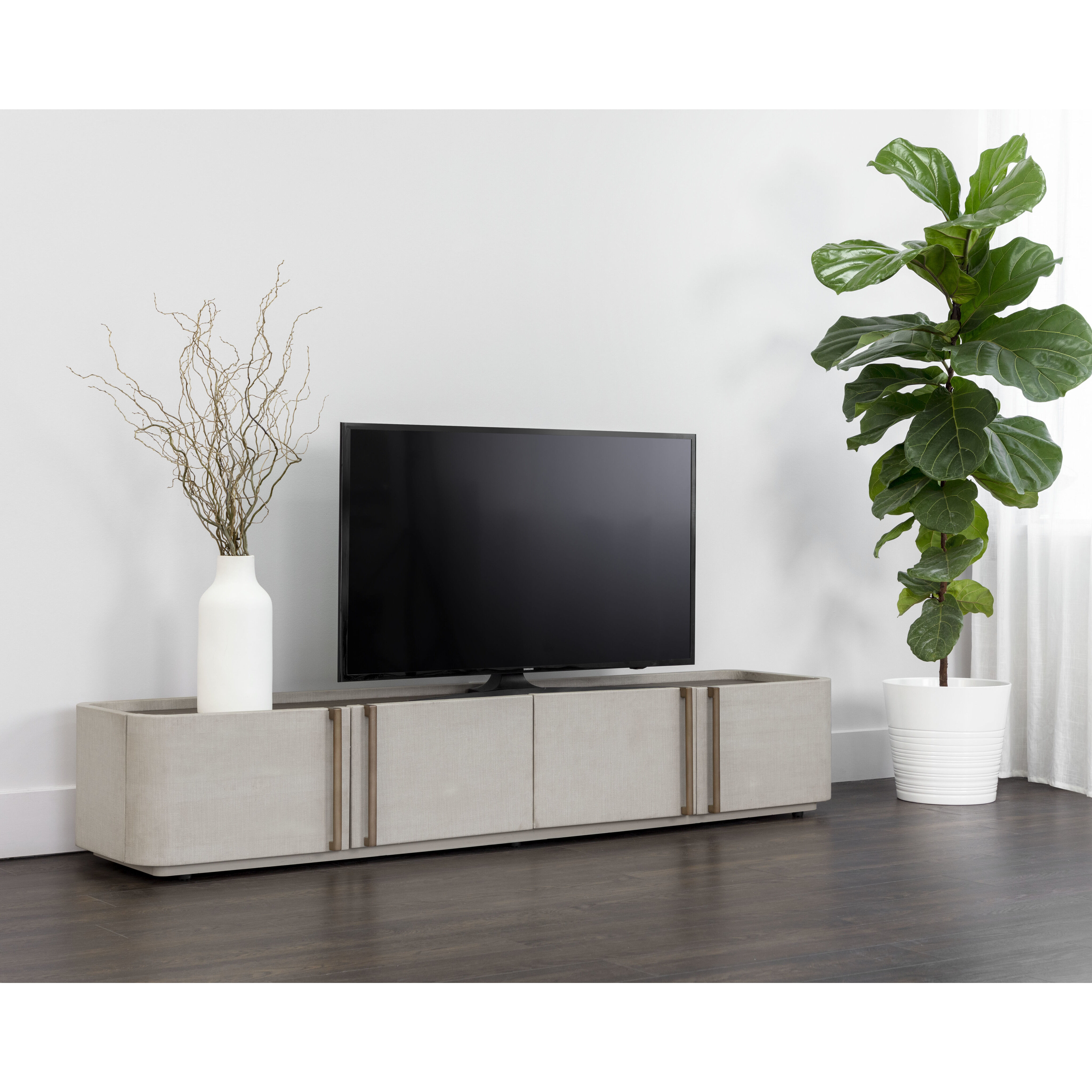 Cream media console store